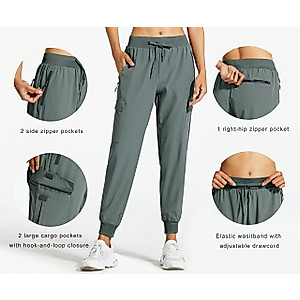 Libin Women's Cargo Joggers Lightweight Quick Dry Hiking Pants Athletic Workout Lounge Casual Outdoor, Metropolis Gray XL