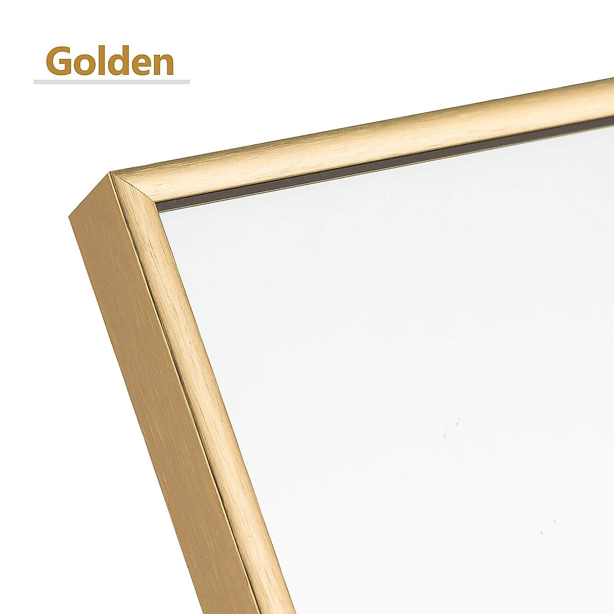 self Full Length Floor Mirror 43"x16" Large Rectangle Wall Mirror Hanging or Leaning Against Wall for Bedroom, Dressing and Wall-Mounted Thin Frame Mirror - Gold, 43" x 16" (USAM004)