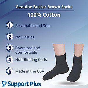 Buster Brown Ankle Socks, 3 Pairs, Small, Black