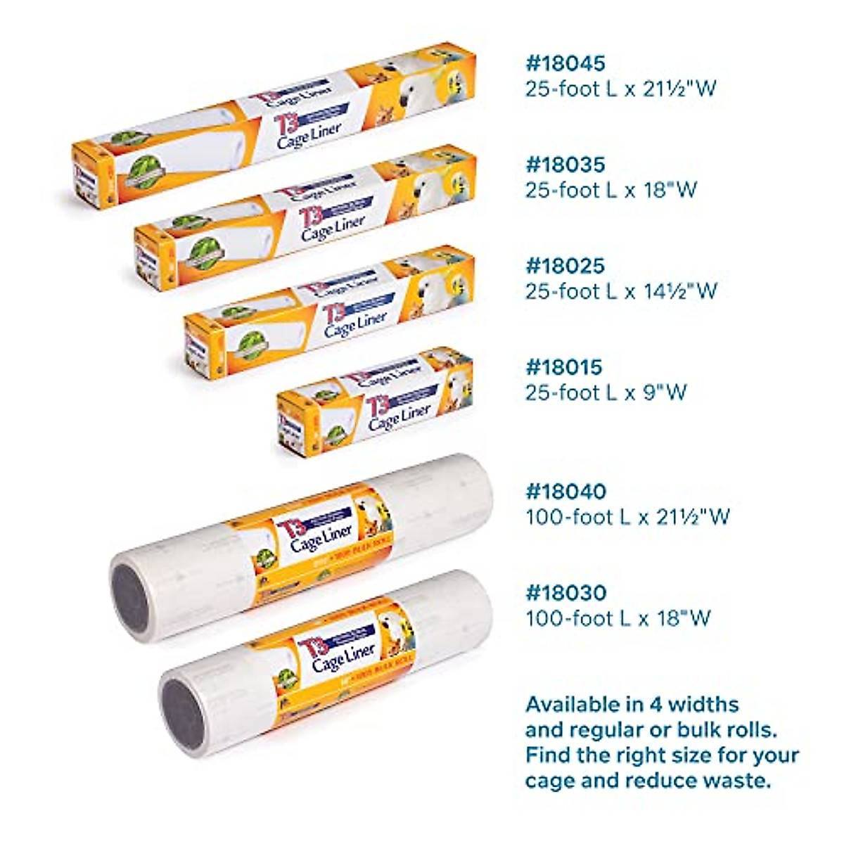 Prevue Hendryx Pet Products T3 Antimicrobial Cage Liner, 21-1/2-Inch by 100-Feet, White