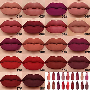 evpct 18Pcs Mini Pills Lipstick Capsule Set for Women Waterproof Long Lasting Deep Red Matte Small Magic Permanent Lipstick 24 Hour Lipstick Bulk Samples Sampler labiales mate 24 horas originales 02