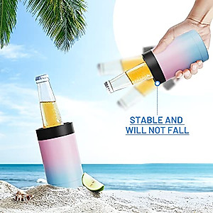 Charcy Insulated Can Cooler Tumbler, Stainless Steel 12oz Beverage Sleeve, Double Wall Can Coozie Insulated, Slim Can Insulated Koozie - Pink Blue