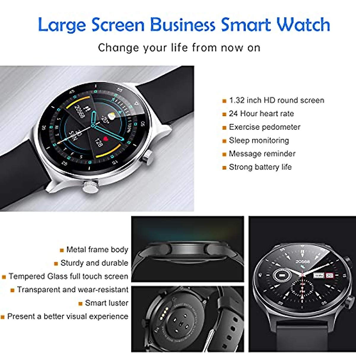 Kimnix Smart Watch, Smartwatch for Men Women IP68 Waterproof Activity Tracker,1.32HD Full Touch Screen Heart Rate Monitor Pedometer Sleep Monitor for Android iOS Phones…