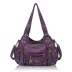 Angel Barcelo Womens Purses and Handbags PU Leather Shoulder Bag Fashion Hobo Bags for Girls (Stylish Purple)