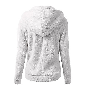 JMMSlmax Winter Warm Fleece Coats Jackets for Women Plus Size Hooded Full Zip Long Sleeve Casual Fuzzy Hooded Coats Outwear