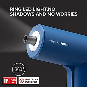 HOTO Cordless Screwdriver Set with Storage Bag, 3.6V Electric Screwdriver Rechargeable USB-C, 5 N.m Torque, 2000mAh Battery, LED Light & 10 Pcs Bits for Furniture/Electrical Repairs, Night Blue