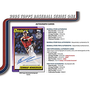 2025 Topps Series 1 Baseball Trading Card MLB Hobby 20 Pack Box (1 Autograph or Relic)