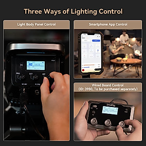 SmallRig RC 450B 450W Bi-Color LED Video Light 121,000Lux @1m CRI 95+ TLCI 96+ 2700K-6500K Camera Studio Lighting w/Bowens Mount Manual and App Control Remotely Professional Light - 3975