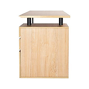 Techni Mobili Computer Desk with Storage and File Cabinet, 30" x 23.6" x 47", Pine