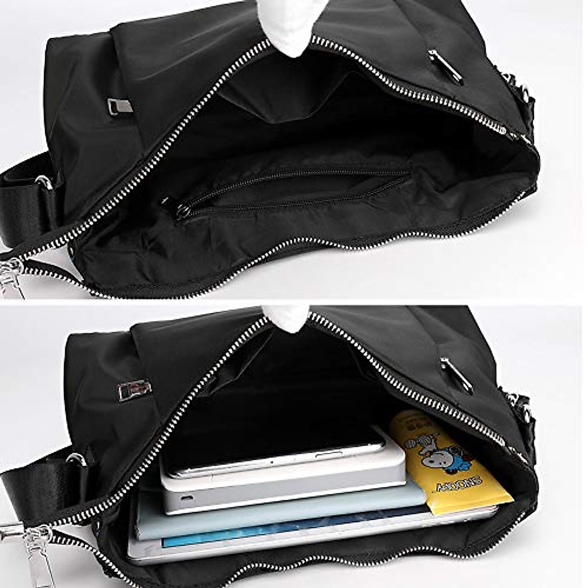 SplendoRoute Multi Pocket Shoulder Bag for Women Nylon Sling Crossbody Bag