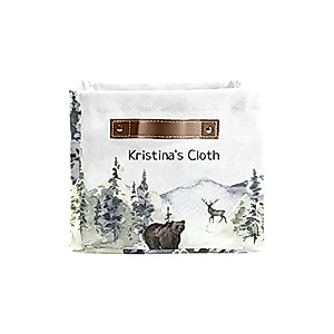 Joyestore Woodland Bear Fox Personalized Storage Bins Baskets Cubes Organizer with Handle for Shelves Closet Nursery Toy 1 Pack