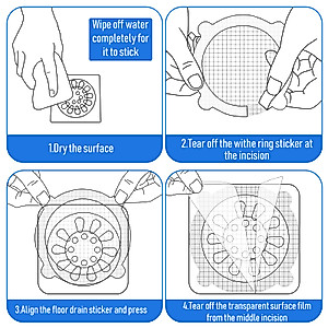 JINSILU,50 Pack,Disposable Shower Drain Hair Catcher Mesh Stickers,Shower Hair Drain Catcher,Drain Cover