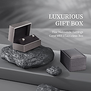 SugarTang Sterling Silver 6prong Moissanite Earrings, 1ct D Color, VVS1 Clarity, Round Cut, Hypoallergenic, Lab-Created Diamond, 18K White Gold Plated for Women