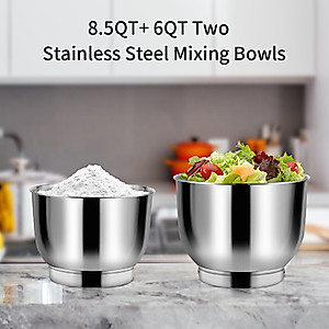 Aifeel Stand Mixer, 8.5QT+ 6QT Two Stainless Steel Bowls Electric Food Mixer, 7 in 1 Multifunctional Kitchen Mixer with Dough Hook, Whisk, Beater, Meat Grinder,Pasta & Cookie Maker-Green