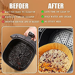 Golden Associate Disposable Paper Liner Round 100Pcs for 5 to 8 Qt Air Fryer Baskets, Non-stick Oil-proof Parchment Liner Cooking Paper