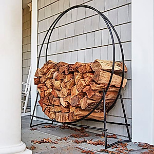 Uniflame, W-1889, Black Finish 48 in. Diameter Tubular Firewood Log Hoop Rack