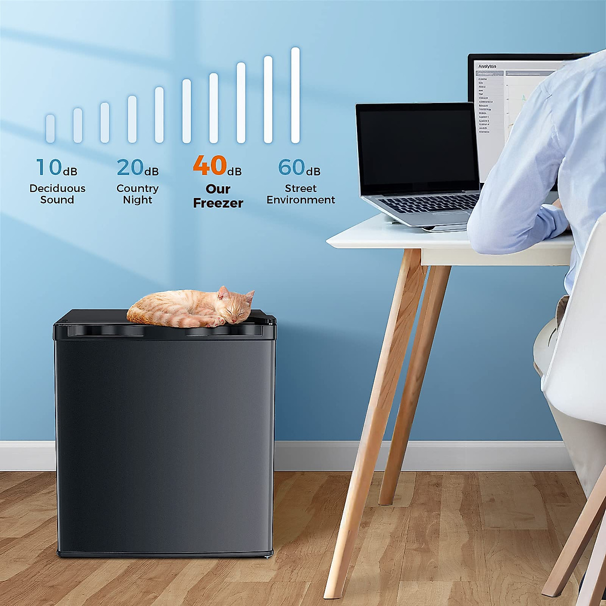 Kismile Mini Freezer,1.1 Cu.ft Upright Freezer with Reversible Single Door,Removable Shelves,Small Freezer with Adjustable Thermostat for Home/Kitchen/Office (Black)