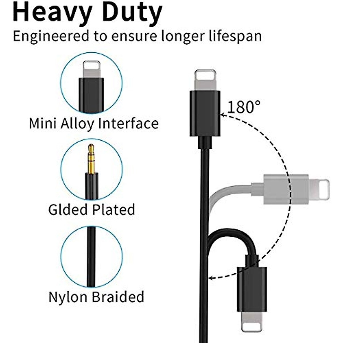 [Apple MFi Certified] AUX Cord for iPhone, Lightning to 3.5mm AUX Stereo Audio Cable Compatible with iPhone 13/12 Pro/11/XS/XR/X 8 7/iPad, iPod to Home Speaker/Car Stereo/Headphone (3.3FT/1.0M, Black)