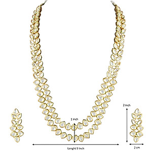 Aheli Fancy Party Wear Long Kundan Necklace With Drop Earring Set Ethnic Traditional Indian Bollywood Stylish Fashion Jewelry Gift for Women Girls White