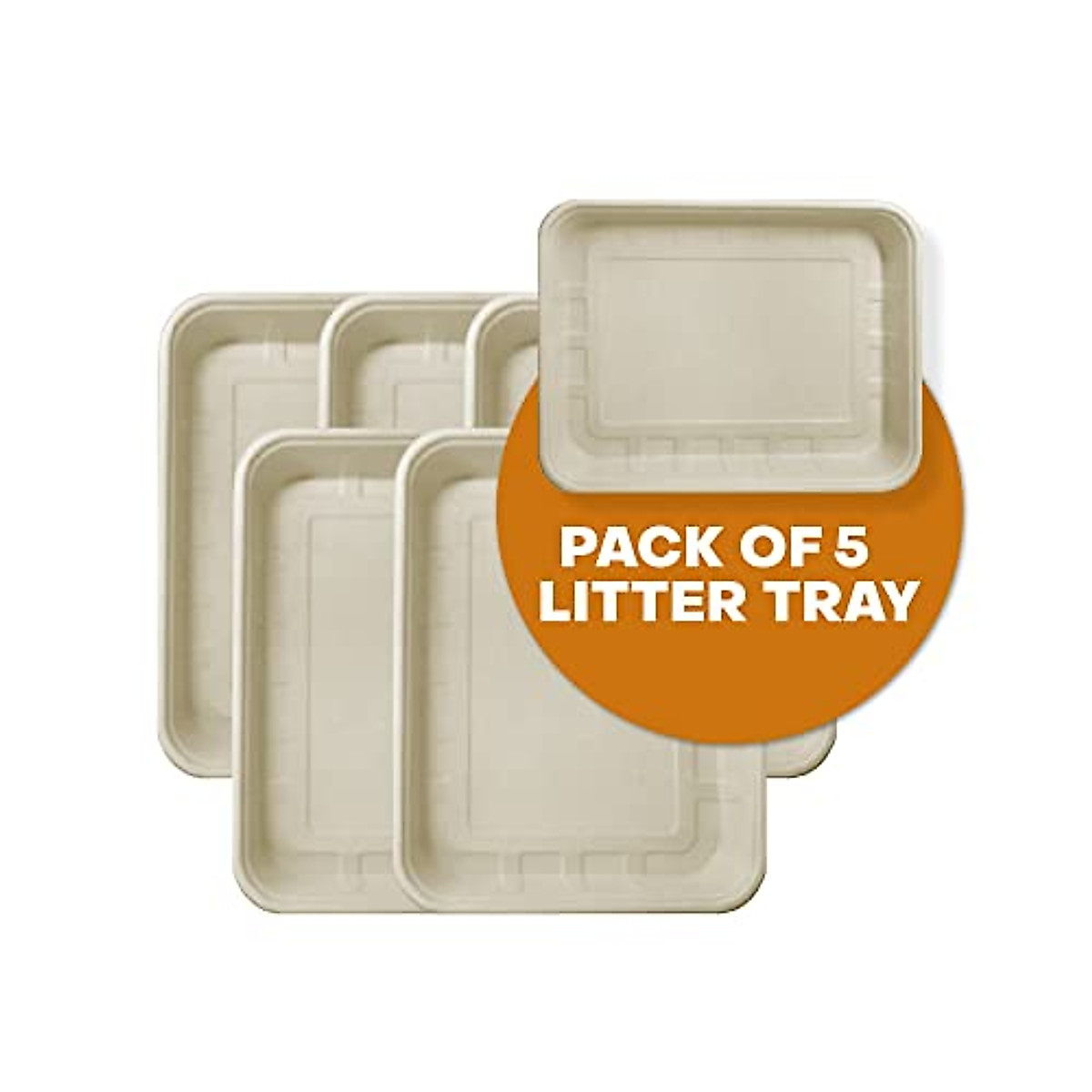 Emerging Green - Disposable Litter Box, Earth-Friendly Litter Pan, Mobile Rabbit and Cat Litter Tray, Cat Travel Must-Have with 1 Reusable Plastic Cover, Set of 5 Litter Boxes, 16.5 x 12.5 x 2 inches