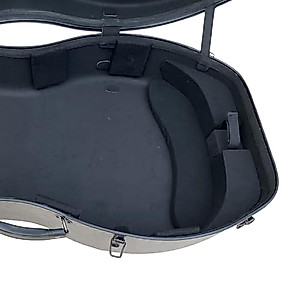 WUQIMUSC Lightweight Carbon Fiber Cello Case 4/4 Full Size, Hard Shell with Wheels, Backpack Straps & Padded Handles, 3.8kg, Durable Stylish Design for Musicians (Black)