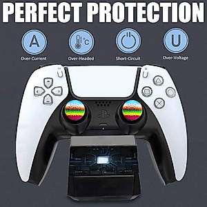 Controller Charging Station Dock Stand Compatible with Playstation 5 with 4 Thumbstick Caps