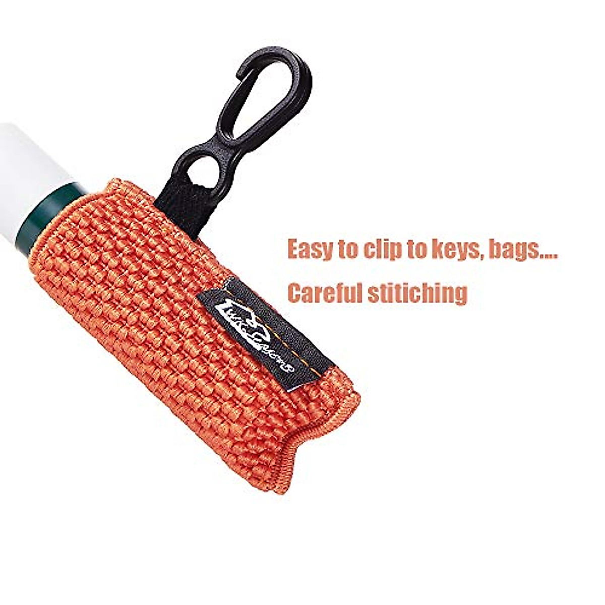 WKieason Lip Balm Sleeves Holder Keychain 3pcs Clip on Chapstick Keychain Holder Pouch Tight-Knit Elastic Lipstick Key Chain Holder (Black/Jade/Orange)