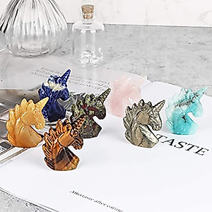 Artistone Tiger Eye Crystal Unicorn Figurine 3 Inch Carved Gemstone Decorative Unicorn Statue Ornament Collectible Healing Stone for Home Decor Birthday Mothers Day Christmas