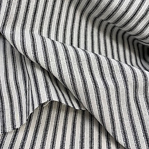 Medium Weight Black White Ticking Stripe Homespun Cotton Fabric by JCS - Sold by The Yard