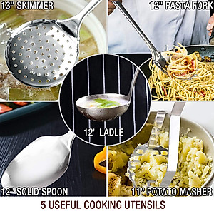 HOMICHEF 14-Piece Nickel Free Stainless Steel Cookware Set - Nickel Free Stainless Steel Pots and Pans Set - Stainless Steel Non-Toxic Cookware Set - Stainless Steel Healthy Induction Cookware Sets