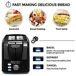 Toaster 2 Slice Best Prime Toasters Stainless Steel Black Bagel Toaster Evenly and Quickly with 2 Wide Slots 7 Shade Settings and Removable Crumb Tray for Bread Waffles