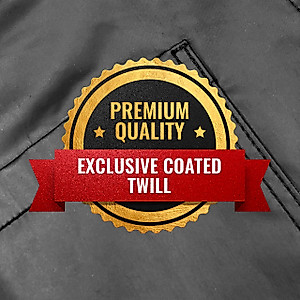 Under NY Sky Cross-Back Panther Black Apron – Coated Twill with Leather Reinforcement and Split-Leg – Adjustable for Men and Women – Pro Barber, Tattoo, Hair Stylist, Barista, Bartender, Server Aprons