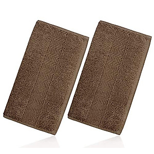 Cleanbear Bathroom Hand Towels, 100% Cotton Face Towels, 13 x 28 Inches (Brown)