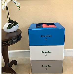 REUSEPAC Reusable Foldable Box Corrugated PP Lightweight, Storage Moving, Heavy Duty Stackable, Tape Free Self-Locking, No Lid, for Business Home In/Outdoors (20x16x10 in, mColor 4 Pack)