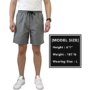 Southpole Men's Quick-Dry Water Resistant Nylon Shorts Inseam 7", Grey, Small