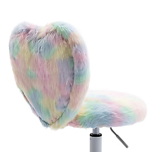 Kmax Kids Reading Chair, Rolling Cute Desk Chair for Girls Swivel Office Chair with Wheels & Heart Back Adjustable Childrens Vanity Chair for Bedroom Reading Room - Faux Fur, Various
