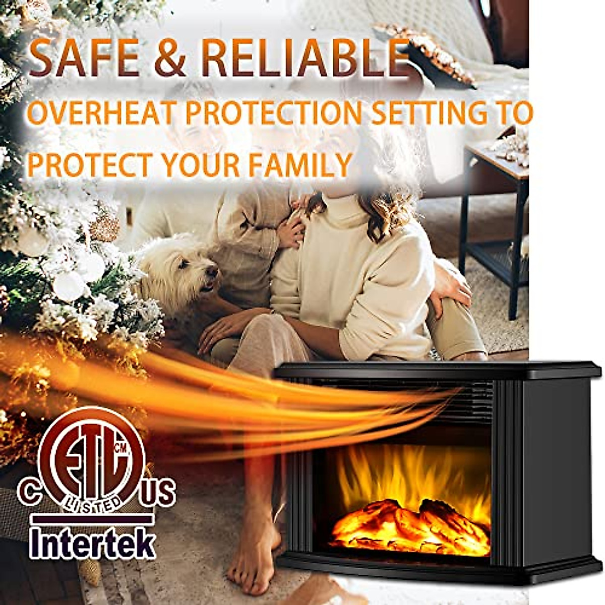 DONYER POWER 14" Mini Electric Fireplace Tabletop Portable Heater, 1500W, Black Metal Frame,Room Heater,Space Heater