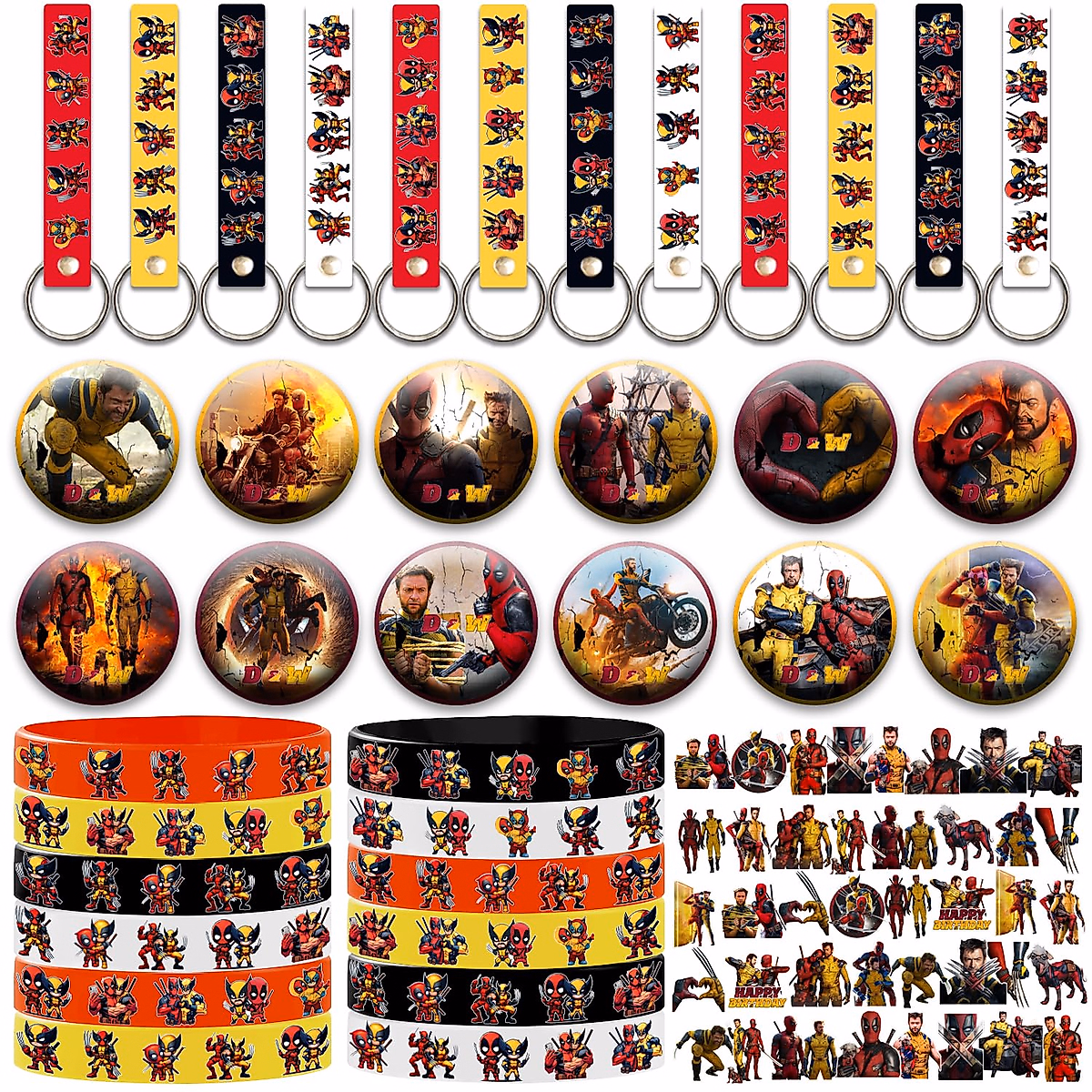 YUNKELIU Birthday Party Decorations, 76Pcs Party Supplies Set Include 12 Button Pins, 12 Keychain, 40 Stickers and 12 Bracelet For Science Fiction Theme Birthday Party Supplies