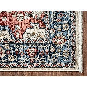 Abani Savoy Collection Area Rug - Red and Cream Vintage Design - 6' x 9' - Easy to Clean - Durable for Kids and Pets - Non-Shedding - Medium Pile - Soft Feel - for Living Room, Bedroom & Office