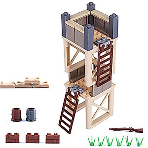 General Jim's Military Brick Building Set - Custom Building Blocks Battle Scene - Weapons, Forts, Walls, Lookout Towers, Sandbags, Trees and More - World War 2 Set for Teens and Adults