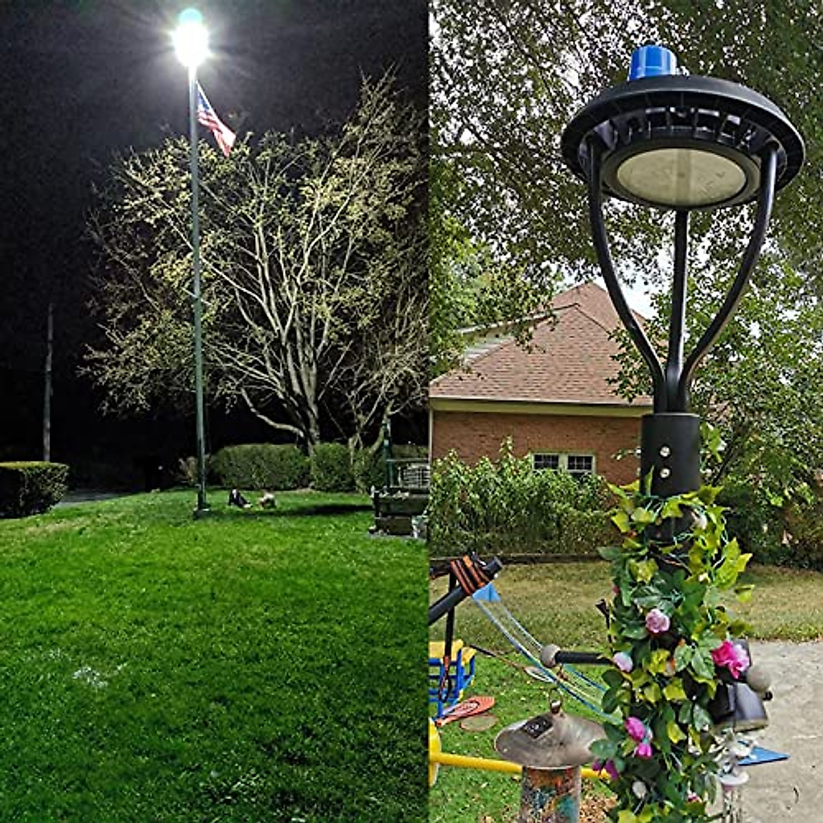 Led Post Top Light 150W with Photocell DLC ETL Listed 21,000Lm Outdoor Post Top LED Circular Area Pole Light [500W Equivalent] 5000K Daylight IP65 Waterproof Post Top Lamp for Garden Yard Street