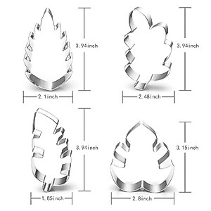 LUBTOSMN Tropical Leaves Cookie Cutter Set-4 Piece- Oak Leaf, Monstera Leaf, Fern Leaf, Tropical Leaves Cookie Fondant Biscui Cutters