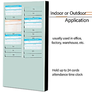Wall Mounted Time Card Rack, 24-Pocket Time Card Holder for Office Warehouse, Attendance Recorder