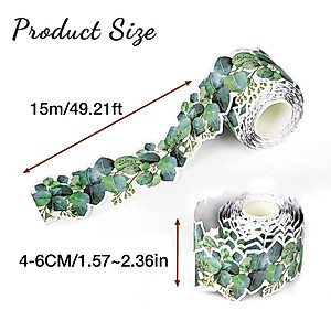 Eucalyptus Die-Cut Border Trim Bulletin Board Border | Eucalyptus Themed Border Sticker, Adhesive Eucalyptus Leaves Bulletin Board Border Trim for Boxes Wrap Cards Party Decoration Supplies
