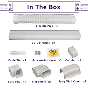 Mxclimate 4" 17Ft PVC Line Set Cover Kit for Mini Split and Central Air Conditioners,AC Heat Pump Systems,Decorative Tubing Pipe Covers,Brown