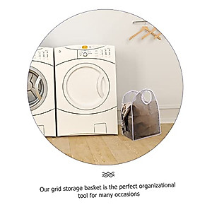 Sundry For Washing Shopping Collapsible Foldable Vegetable Handles with Laundry Home Travel Dirty Basket Holder Khaki Storage Mesh Bags Bag Handbag Organizer Clothes Hamper