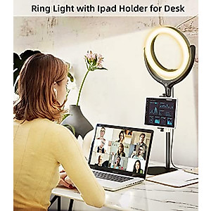 Ring Light with Stand and Phone/Ipad Holder, 10.5'' Desk Zoom Lighting for Computer, Laptop Light for Video Conferencing, Zoom Meetings, Live Streaming, Makeup, Video Calls, Vlog, YouTube, TikTok