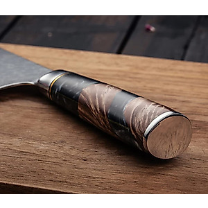 The Epicurean Cook Tidal Collection kitchen knife set with Burl Wood Resin Handles (Black Resin Handle). This 8-pc damascus chef knife set, are ideal kitchen knives set for the kitchen.