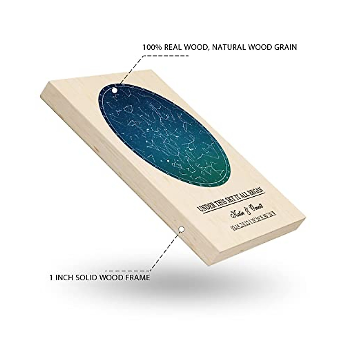 Bohva Gifts for Boyfriend Anniversary Wedding Gift for Him, Valentines Couples Engagement Birthday Gift for Husband, Personalized Gift for Men, Custom Star Map the Night Sky Print On Wood