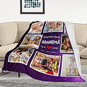 Grandma Gifts Blanket Mothers Day Custom Blankets with Photos Best Grandma Personalized Picture Blanket Customized Blankets with Photo Collage Throw Birthday Gift for Grandma Nana From Grandkids